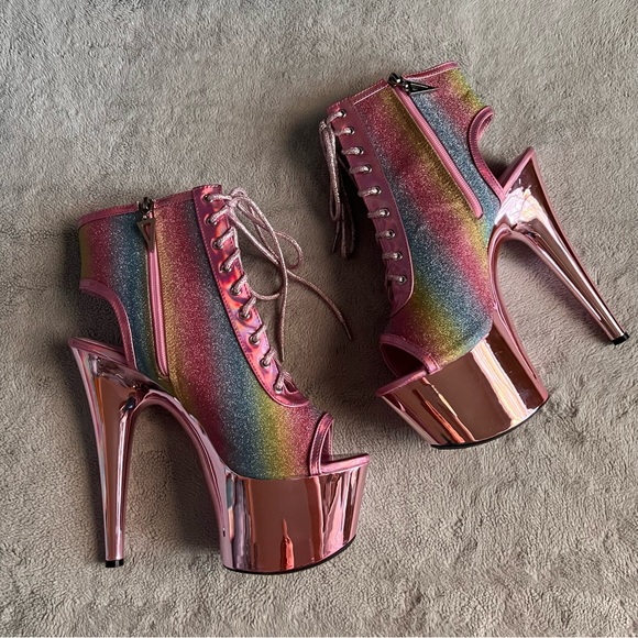 Dolls Kill | Shoes | Dolls Kill Ellie Clara Glitter Rainbow Peeptoe ...